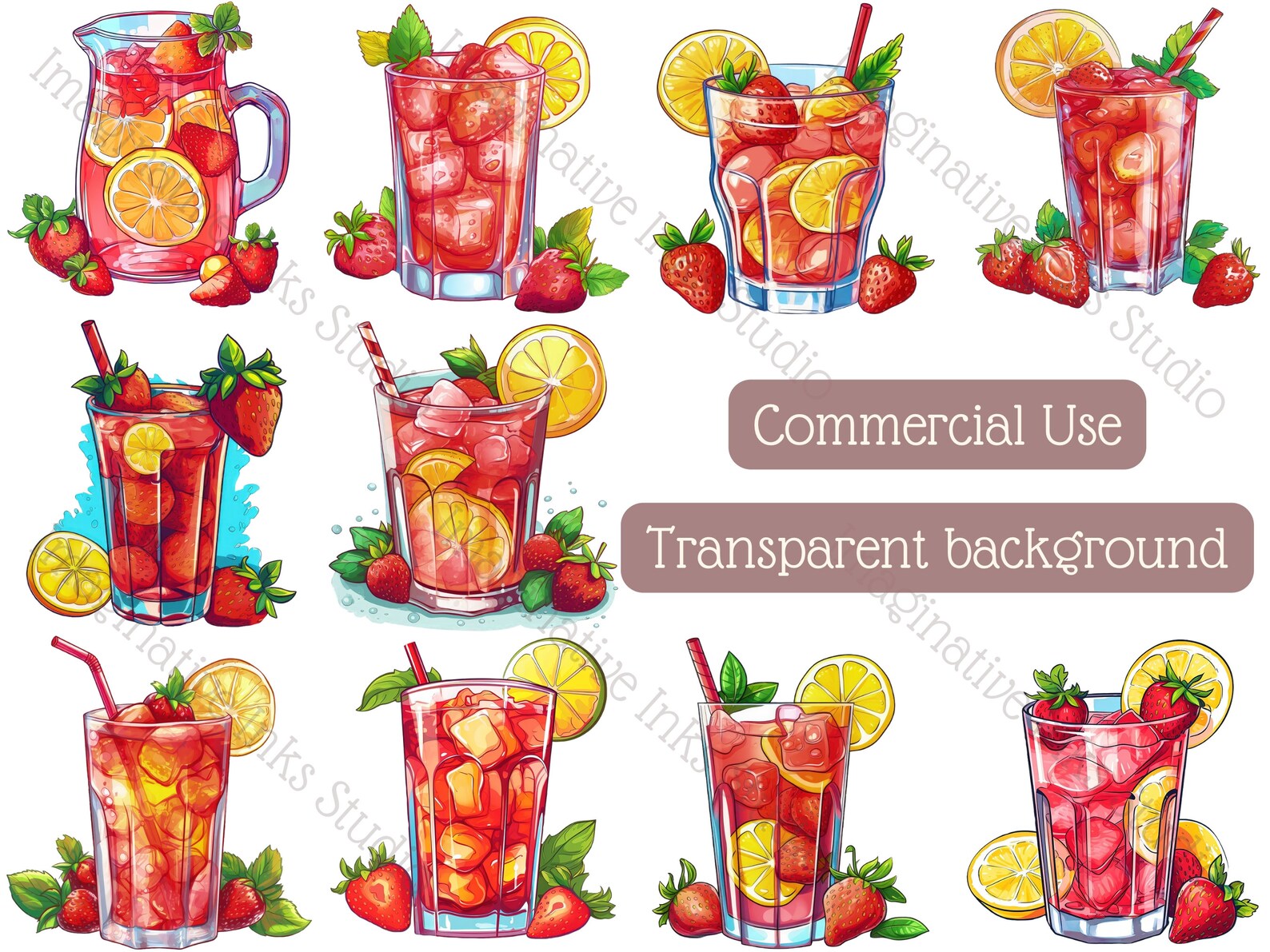 Strawberry Lemonade Clipart 25 PNG Transparent Background Vector Drink ...