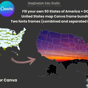 Usa States Map United States Map Canva Frame USA Individual State ...