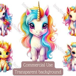 Baby Unicorn Clipart PNG Rainbow Unicorn Digital Fantasy Unicorn ...