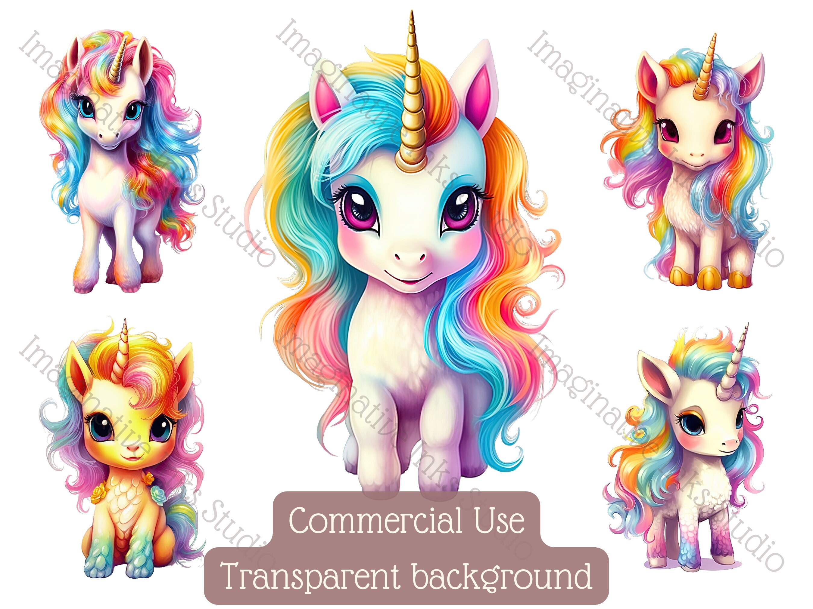 Baby Unicorn Clipart PNG Rainbow Unicorn Digital Fantasy Unicorn ...