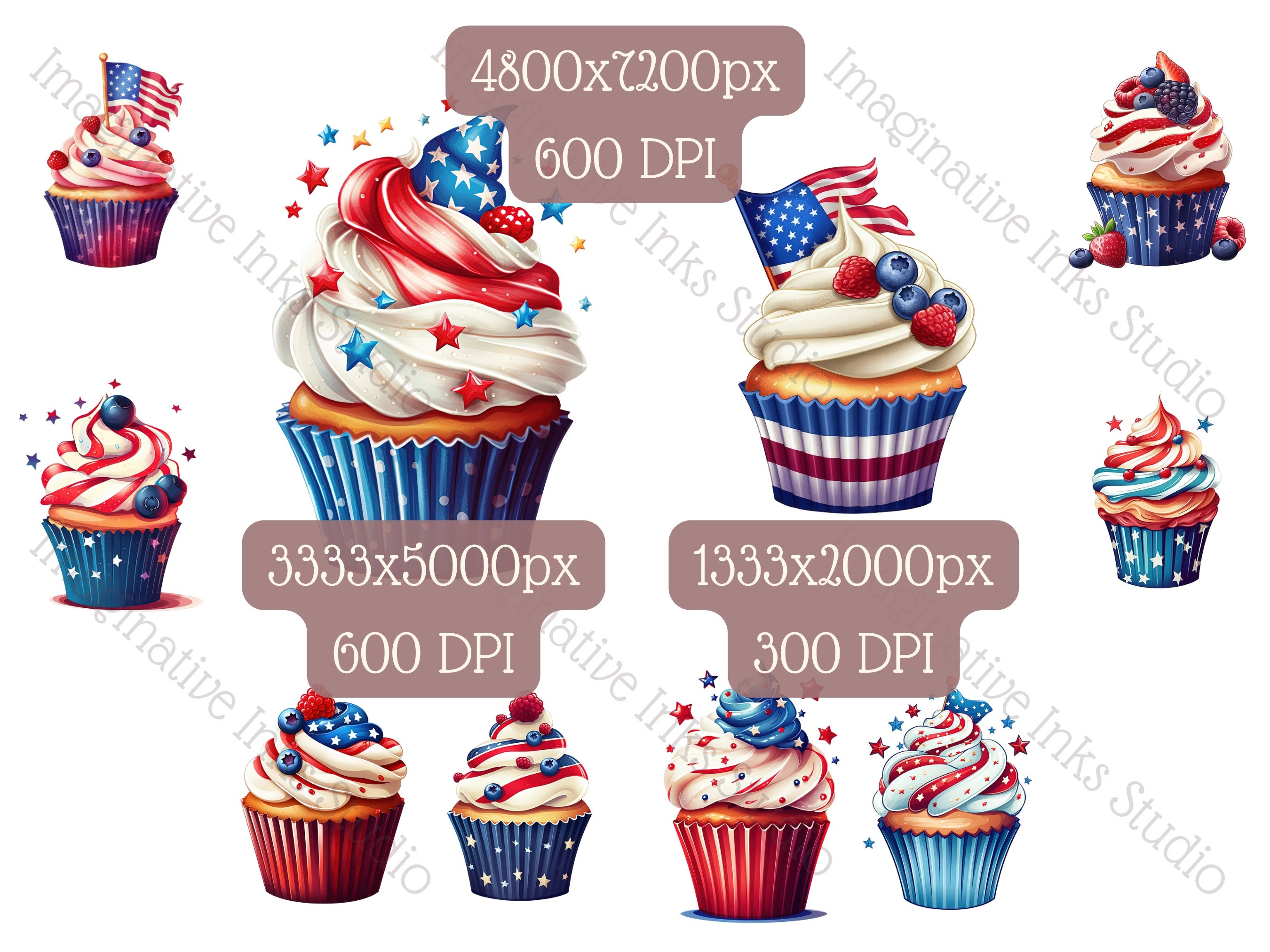 Patriotic Cupcake Clipart PNG White Background Vector Independence Day ...