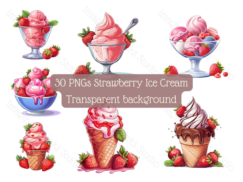 Strawberry Ice Cream Clipart 30 High-quality PNG With Transparent ...