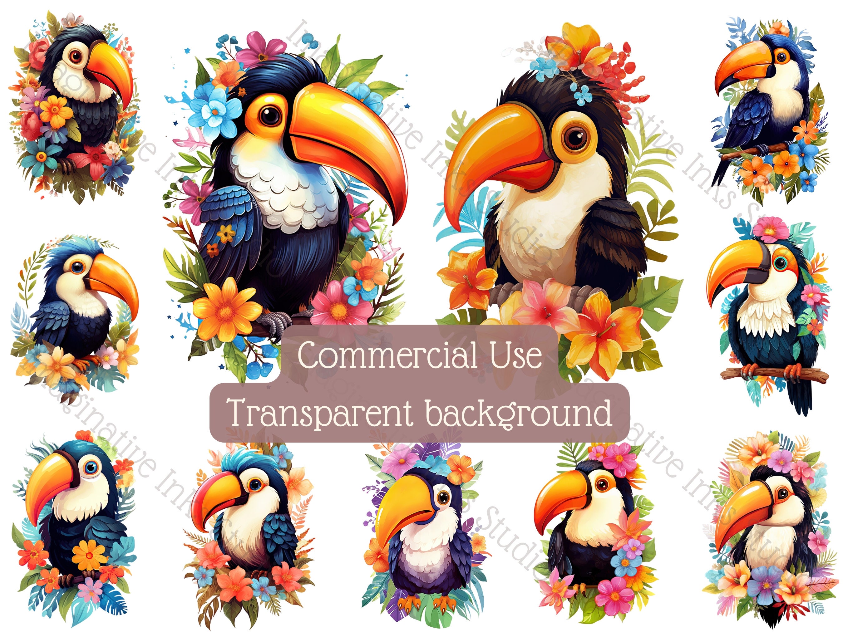 Baby Toucan Clipart PNG Toucan Boho Flower Bird Wall Art Cute Toucan ...