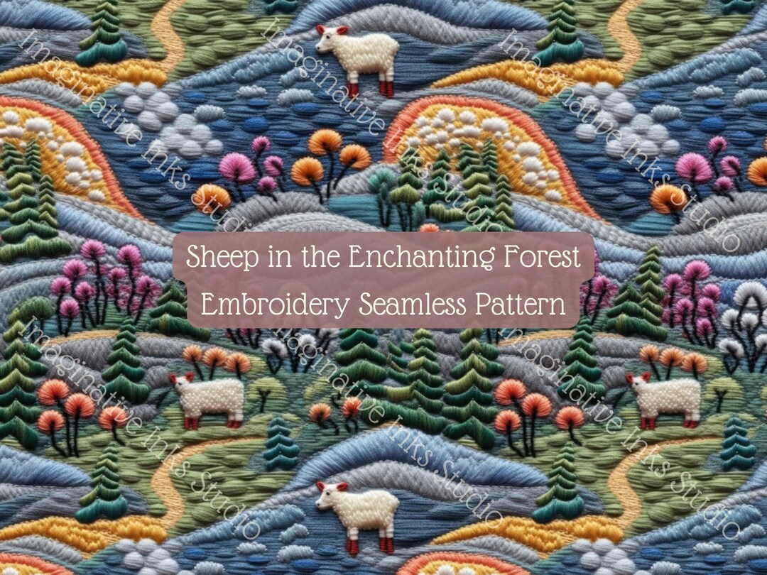 Embroidery Seamless Pattern Countryside Embroidery Design Cottage Core ...