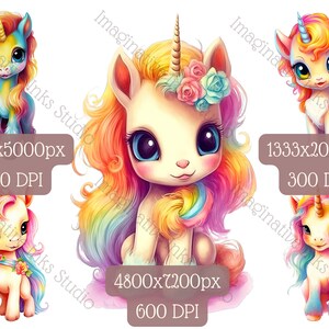 Baby Unicorn Clipart PNG Rainbow Unicorn Digital Fantasy Unicorn ...