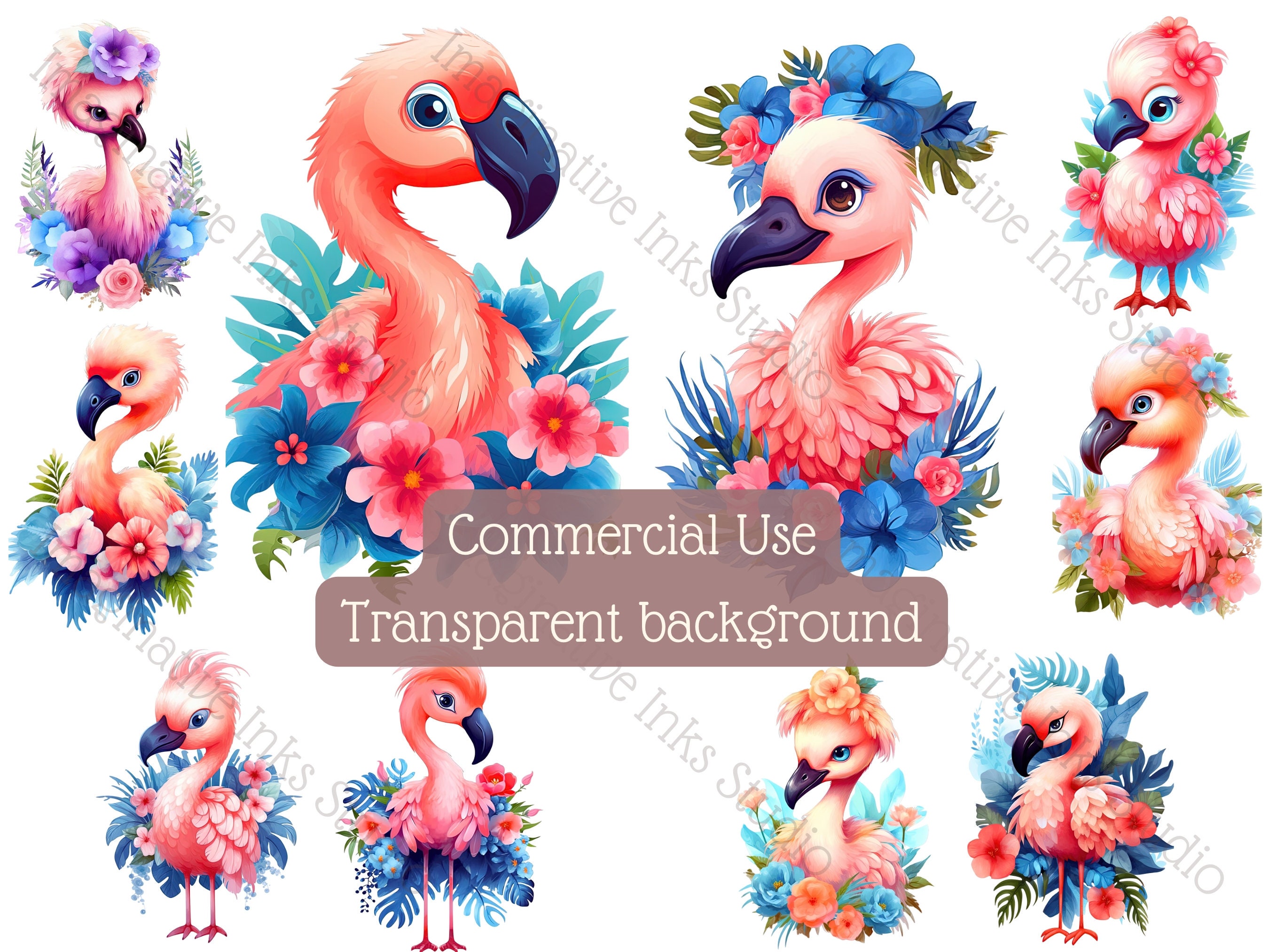 Baby Flamingo Clipart PNG Flamingo Boho Flower Bird Wallart Cute ...