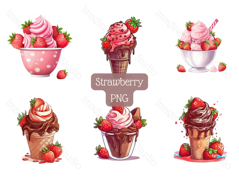 Strawberry Ice Cream Clipart 30 High-quality PNG With Transparent ...