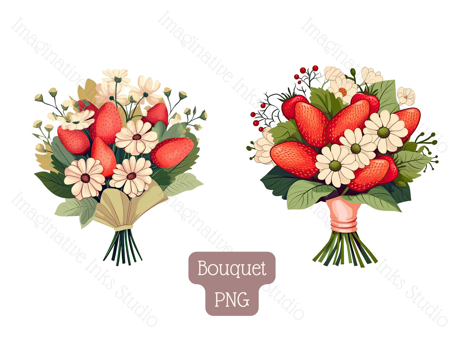Strawberry Bouquet Clipart 30 High-quality PNG With White Background ...