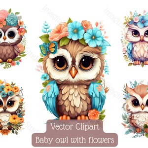 Baby Owl Clipart PNG Superb Owl Boho Flower Bird Wall Art Cute Owl ...
