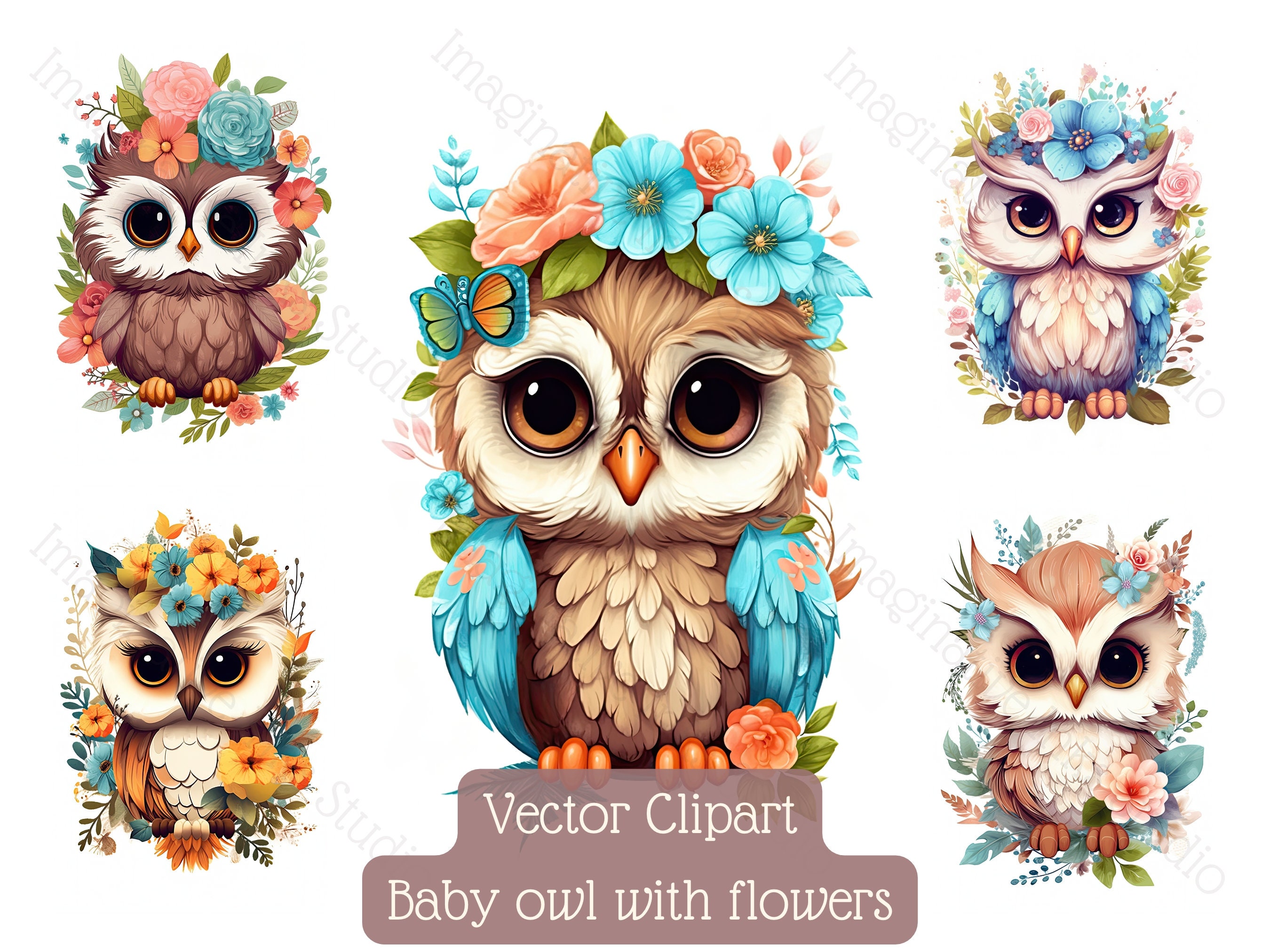 Baby Owl Clipart PNG Superb Owl Boho Flower Bird Wall Art Cute Owl ...