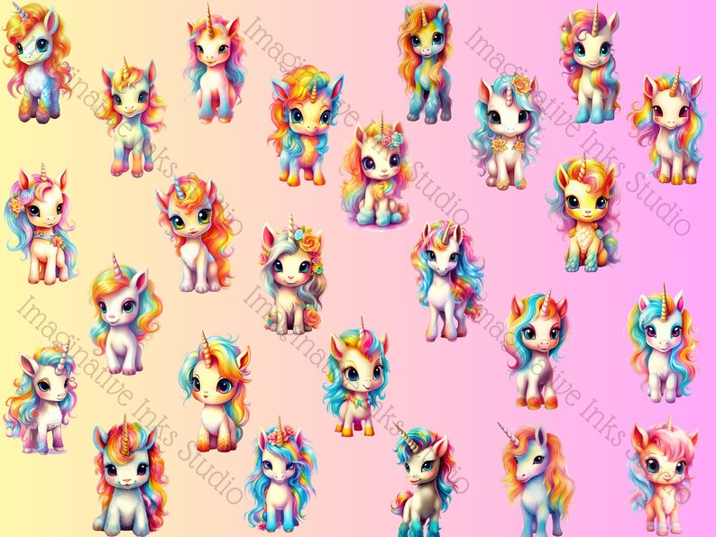 Baby Unicorn Clipart PNG Rainbow Unicorn Digital Fantasy Unicorn ...