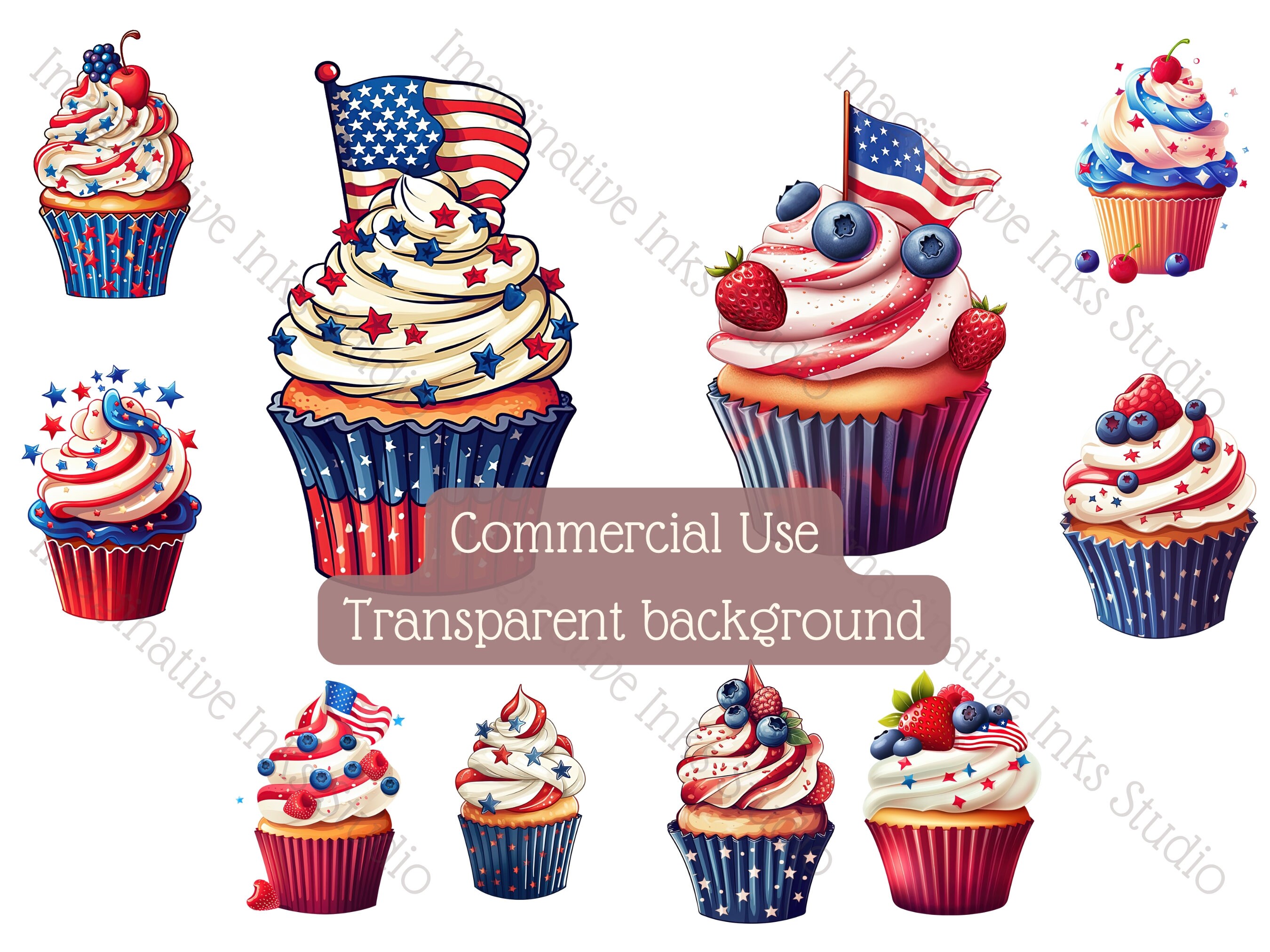 Patriotic Cupcake Clipart PNG Transparent Background Independence Day ...