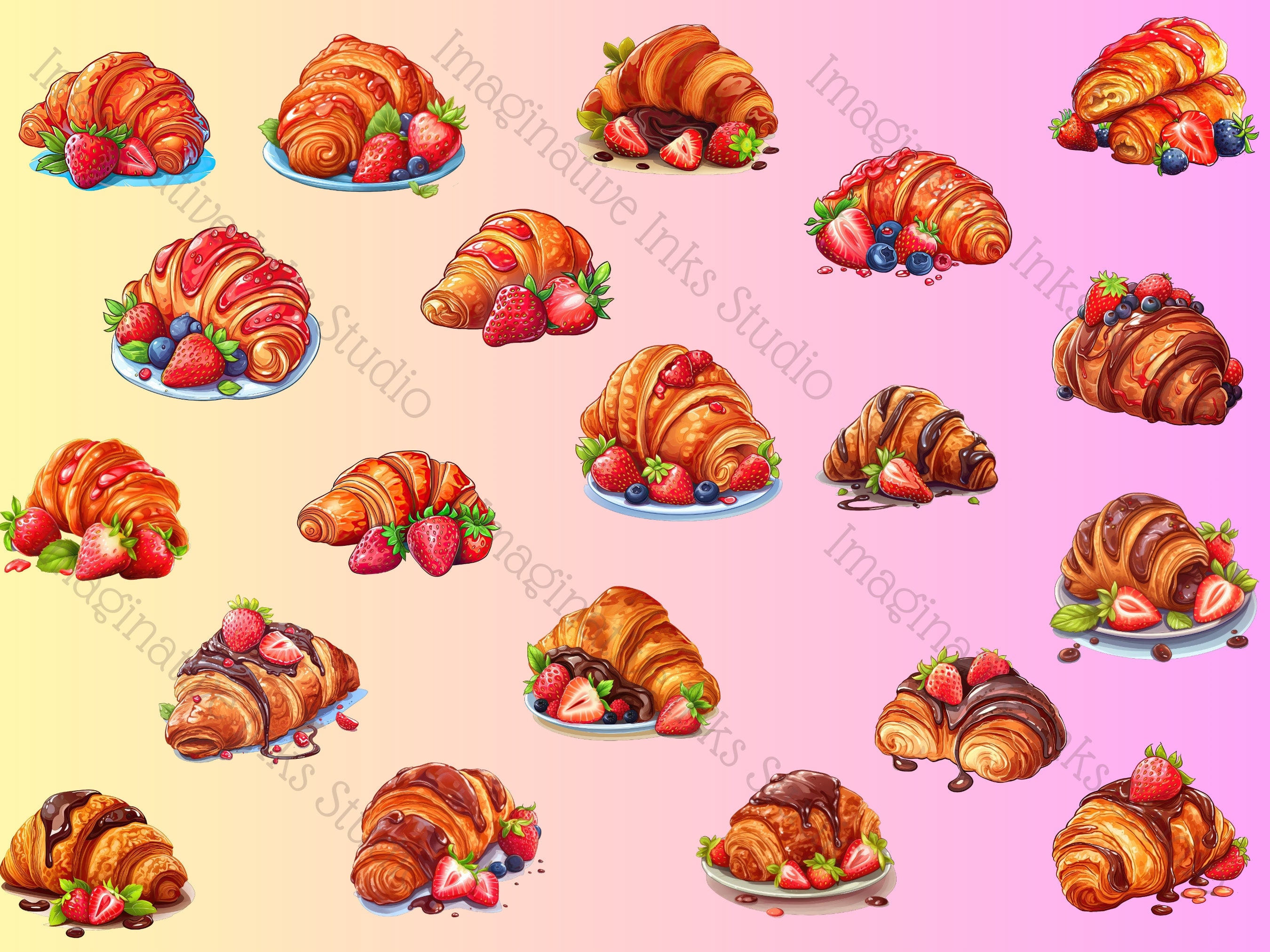 Strawberry Croissant Clipart 20 PNG Transparent Background Vector Art ...