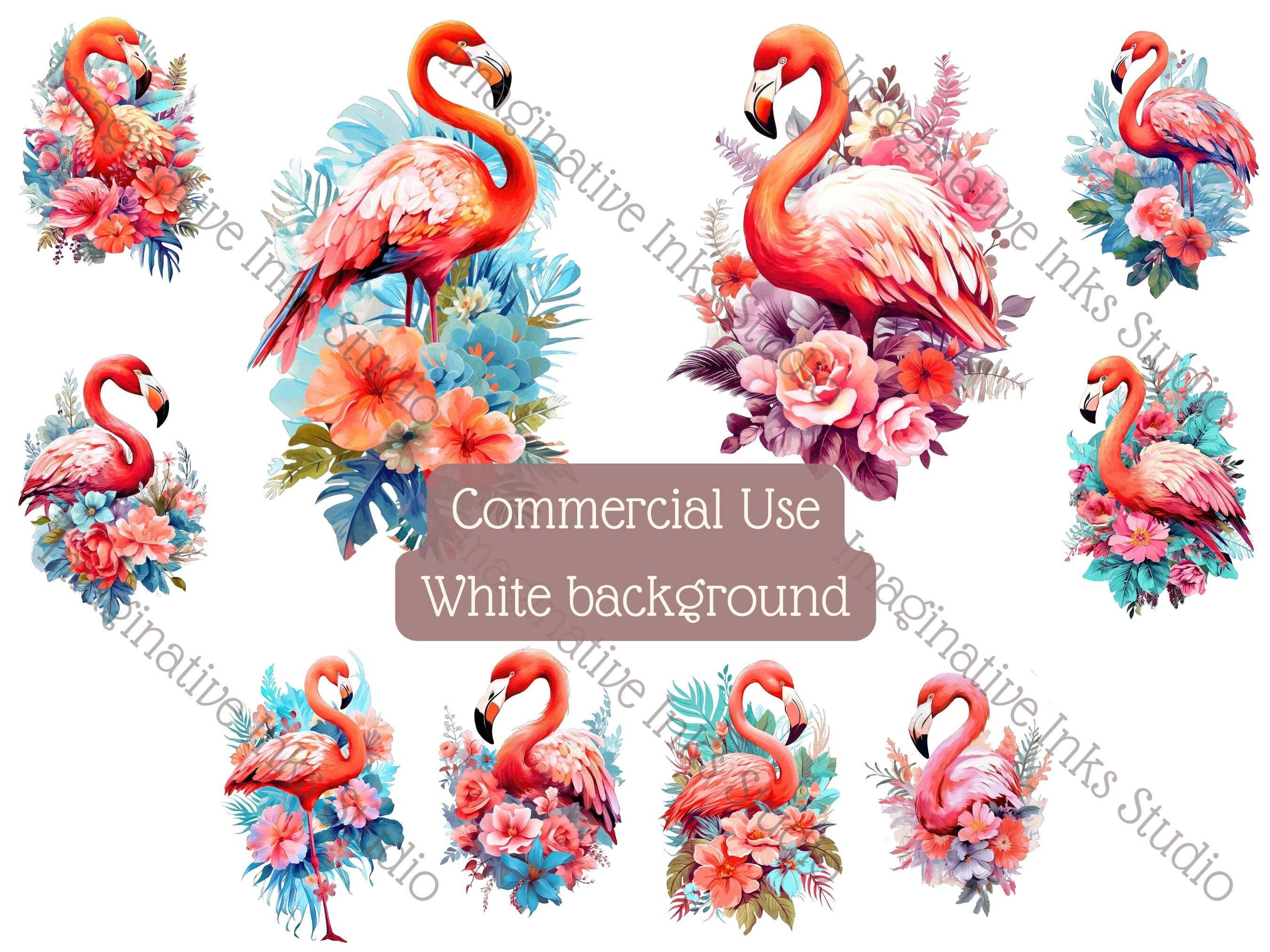 Flamingo Clipart PNG Flamingo Boho Flower Bird Wallart - Etsy