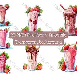 Strawberry Smoothie Clipart 20 PNG Transparent Background Vector Art ...