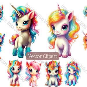 Baby Unicorn Clipart PNG Rainbow Unicorn Digital Fantasy Unicorn ...