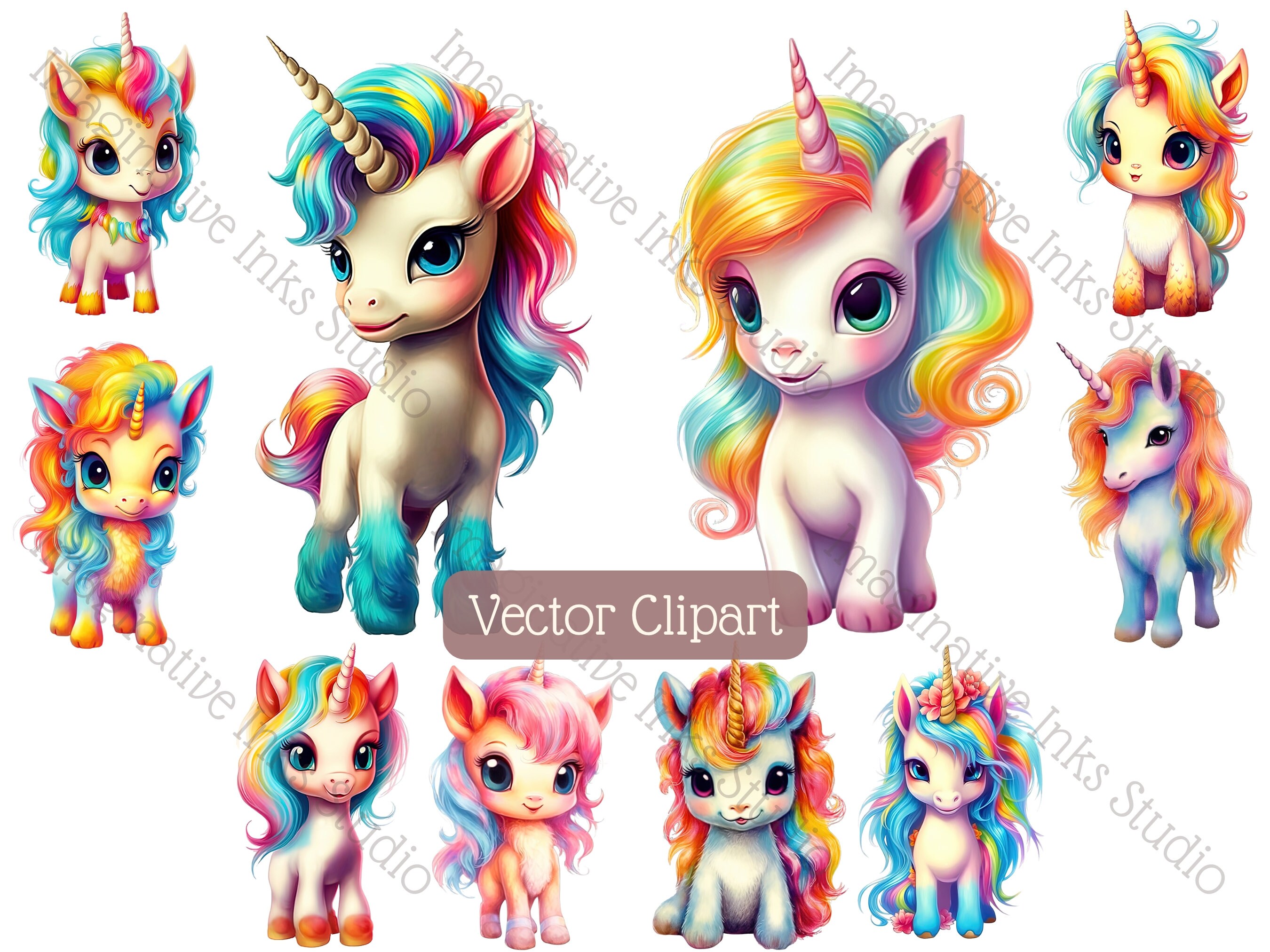 Baby Unicorn Clipart PNG Rainbow Unicorn Digital Fantasy Unicorn ...