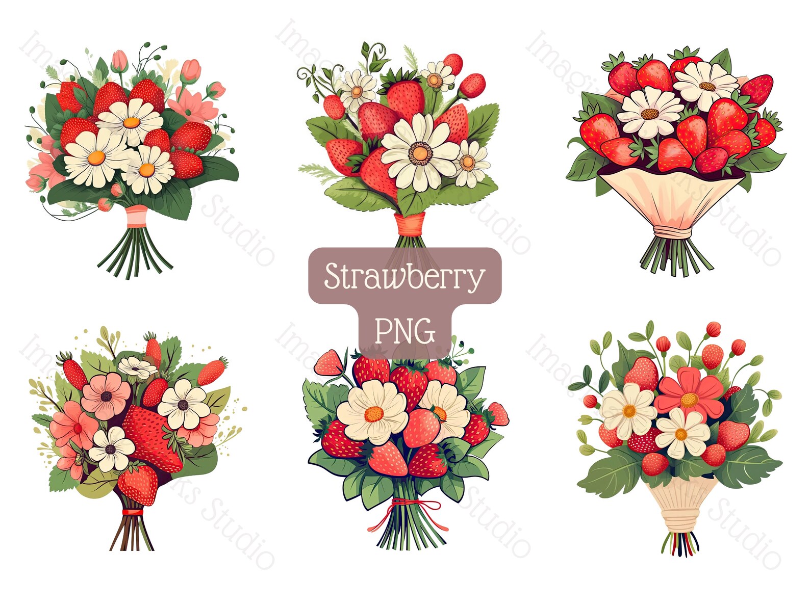 Strawberry Bouquet Clipart 30 High-quality PNG With White Background ...