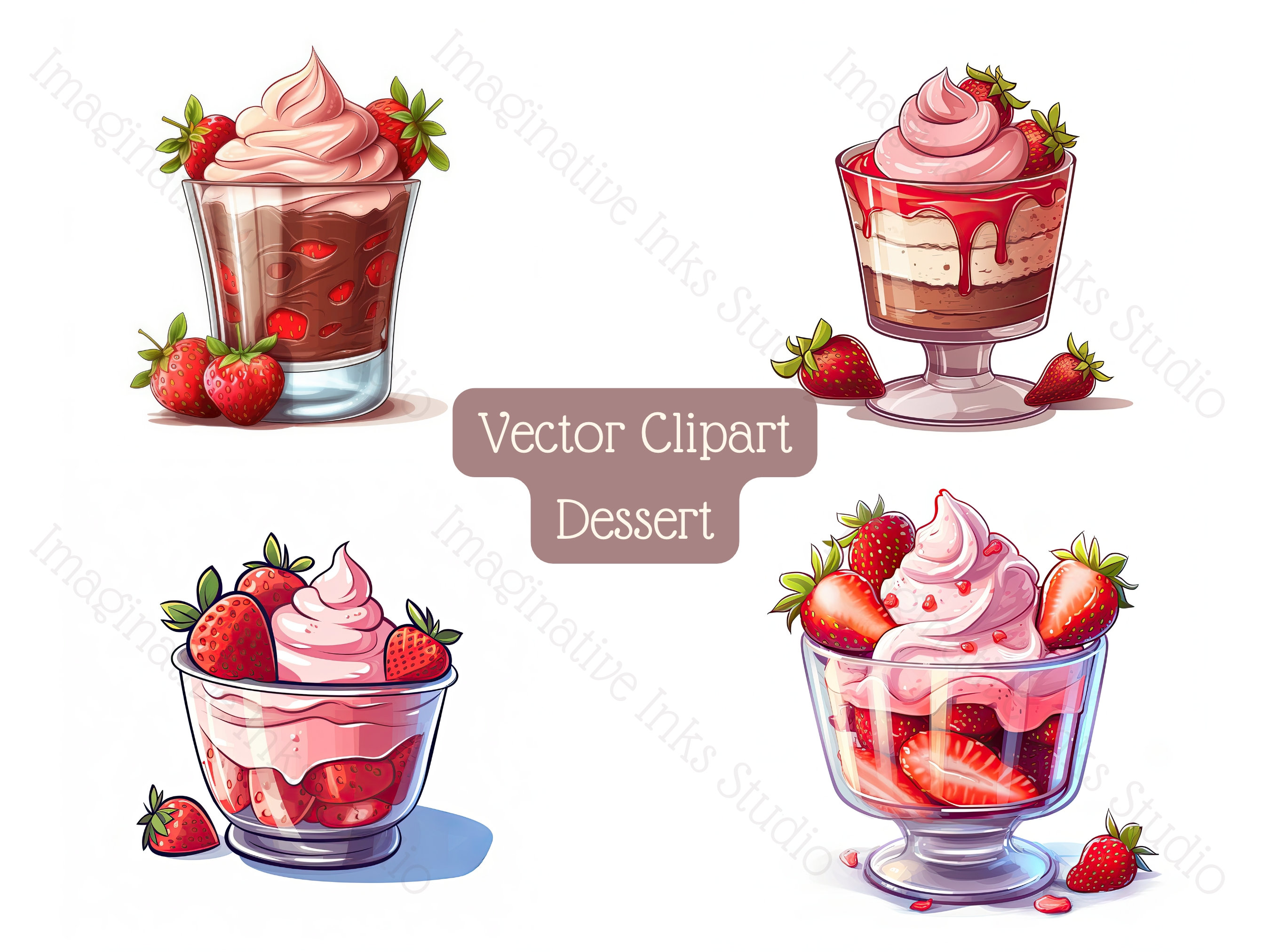 Strawberry Mousse Clipart 20 High-quality PNG With White Background ...
