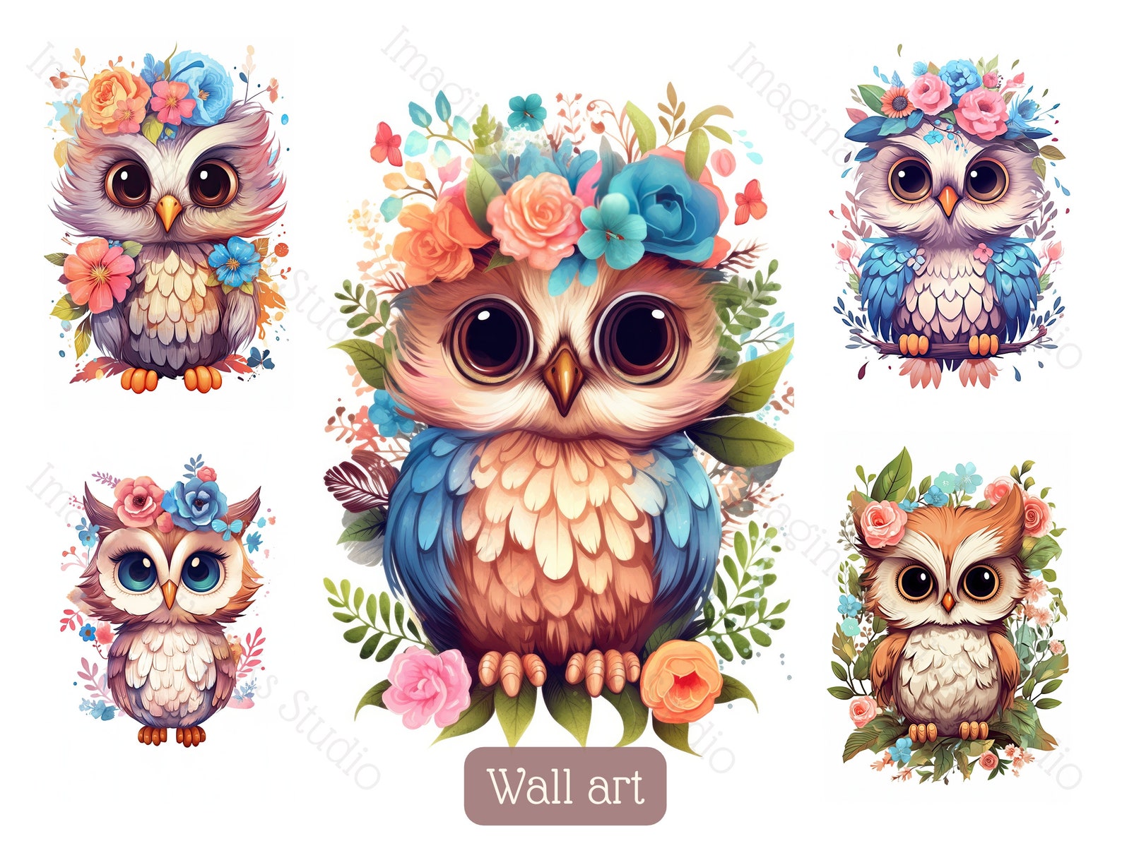 Baby Owl Clipart PNG Superb Owl Boho Flower Bird Wall Art Cute Owl ...