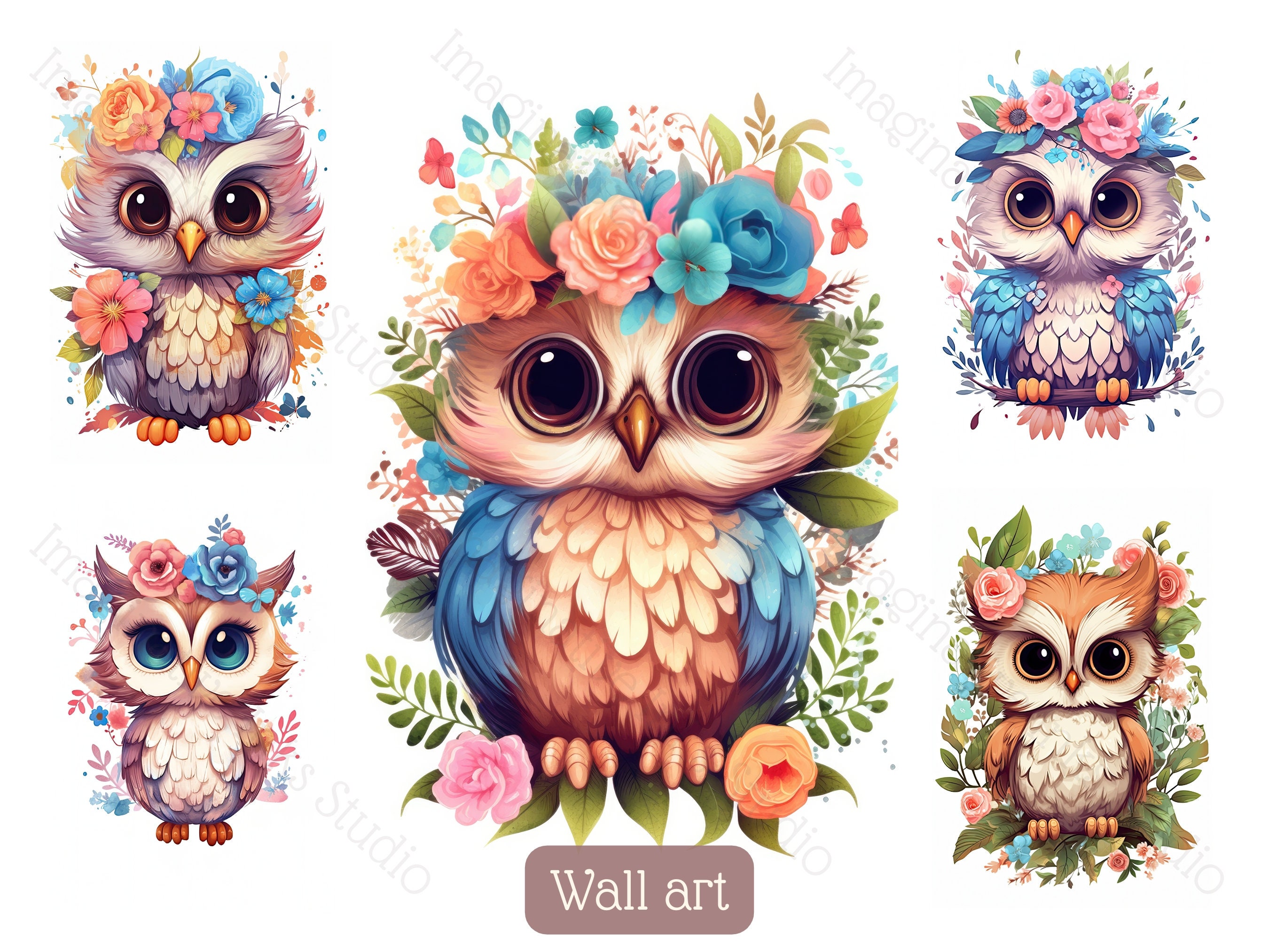Baby Owl Clipart PNG Superb Owl Boho Flower Bird Wall Art Cute Owl ...