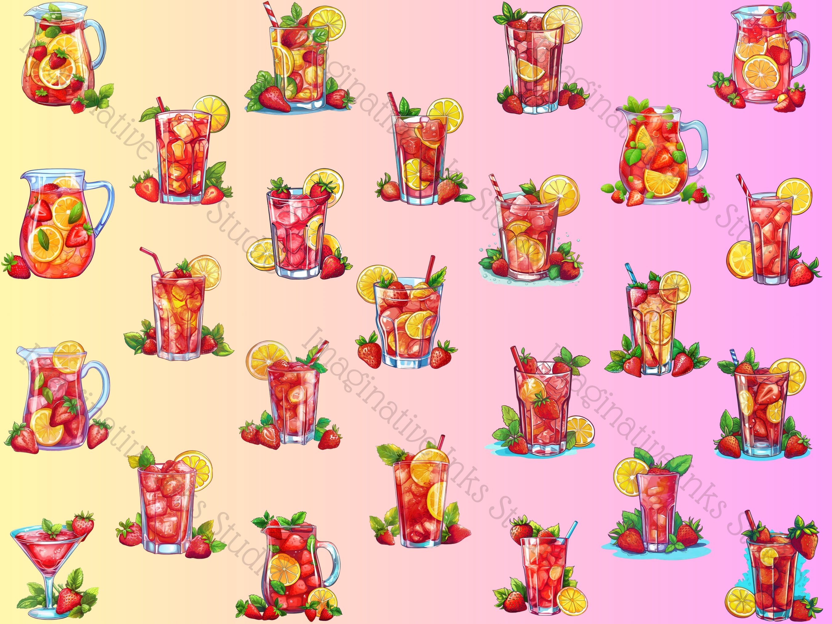 Strawberry Lemonade Clipart 25 PNG Transparent Background Vector Drink ...