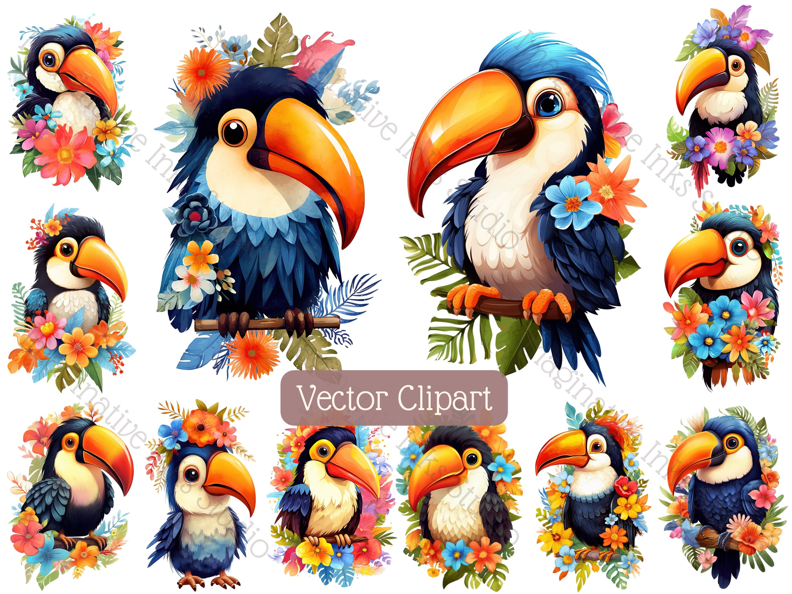 Baby Toucan Clipart PNG Toucan Boho Flower Bird Wall Art Cute Toucan ...