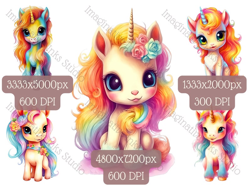 Baby Unicorn Clipart PNG Rainbow Unicorn Digital Fantasy Unicorn ...