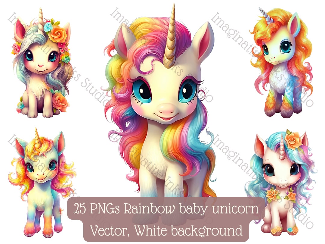 Baby Unicorn Clipart PNG Rainbow Unicorn Digital Fantasy Unicorn ...