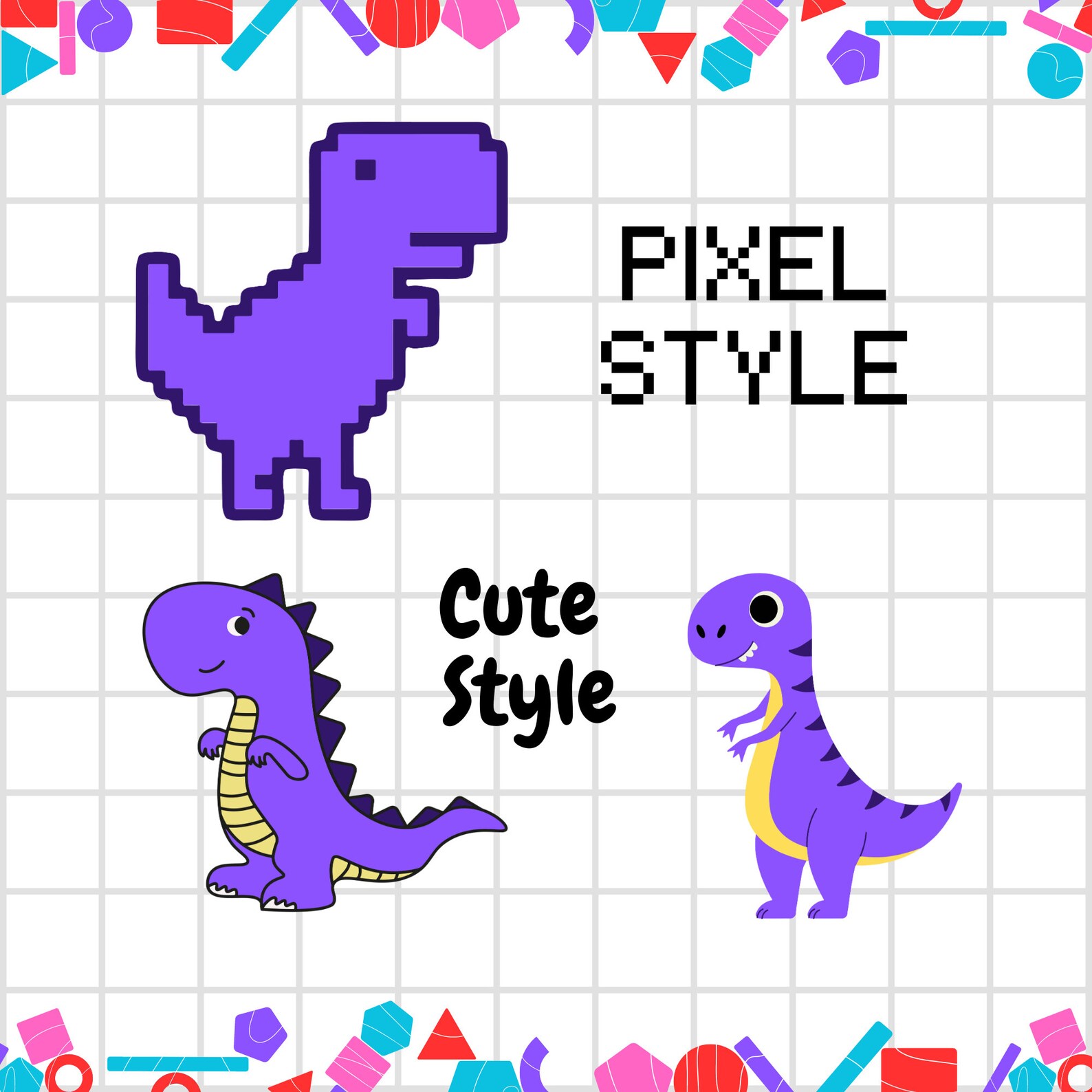 CUTE | SILHOUETTE | PIXEL T-rex Dinosaur Svg/dxf/eps/png/psd - 50 ...