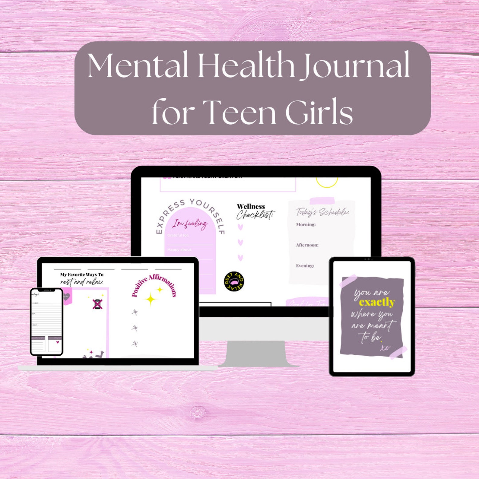 Mental Health Journal for Teen Girls, Gratitude Journal, Self Love ...