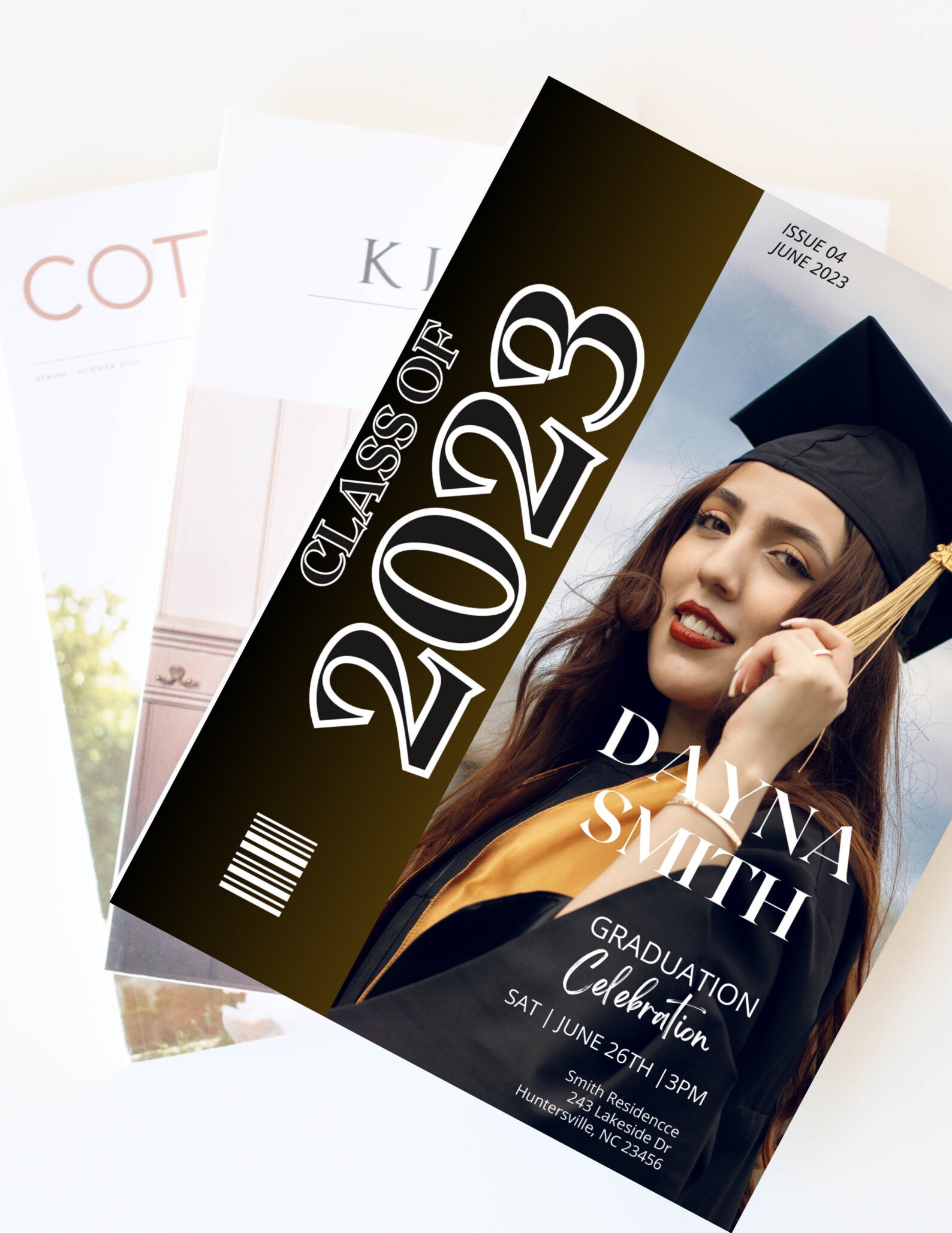 Magazine Cover Graduation Flyer Template, Graduation Invitation ...