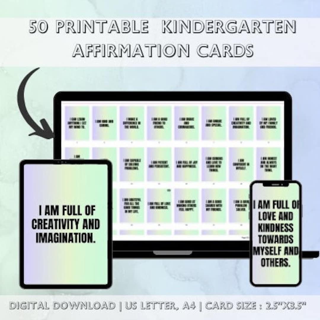 50 Kindergarten Affirmations Cards, Positive Affirmation Cards ...