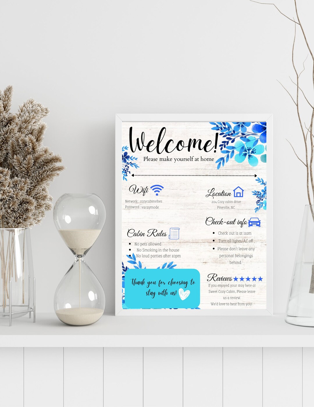 Airbnb Welcome Sign, Editable Airbnb Sign, Guest Check-in Guide, Airbnb ...