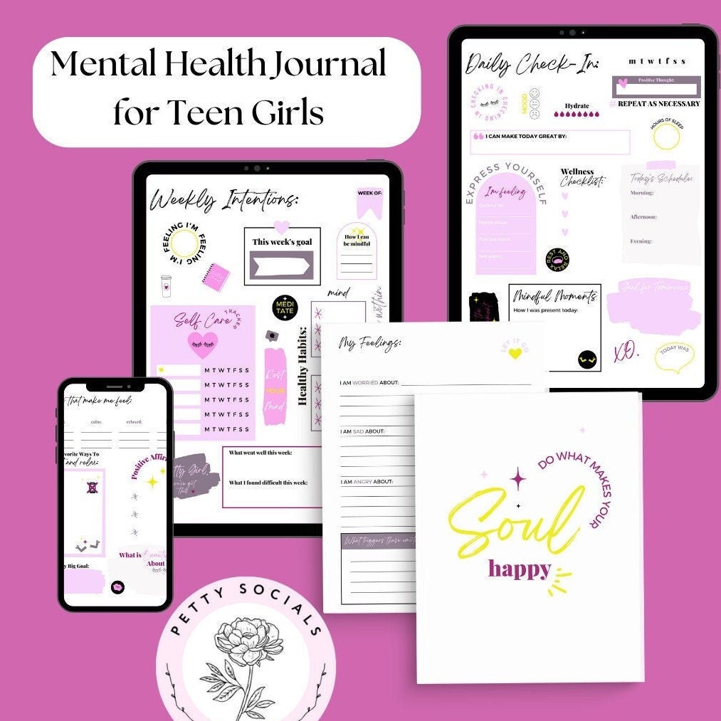 Mental Health Journal for Teen Girls, Gratitude Journal, Self Love ...