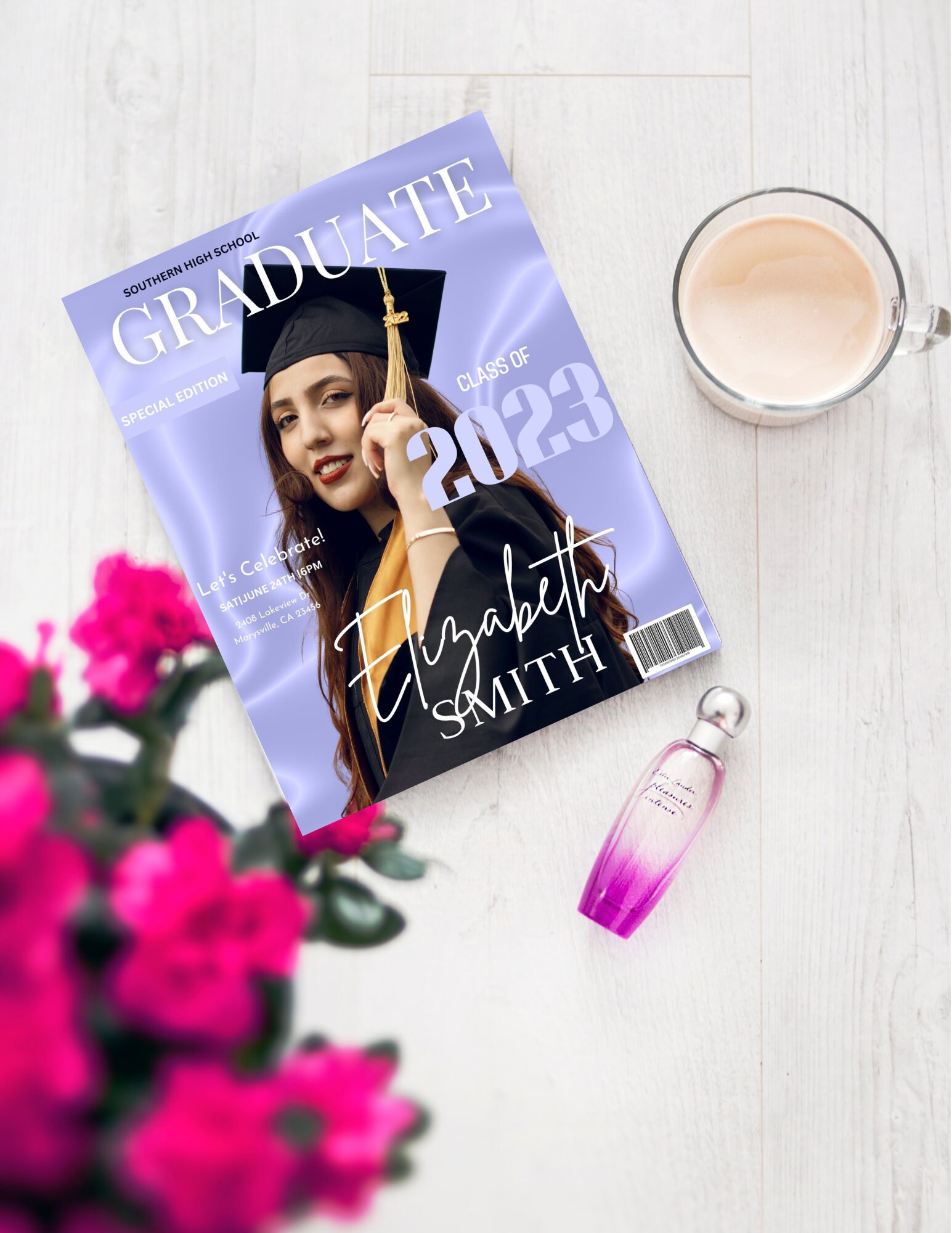 Magazine Cover Graduation Flyer Template, Graduation Invitation ...