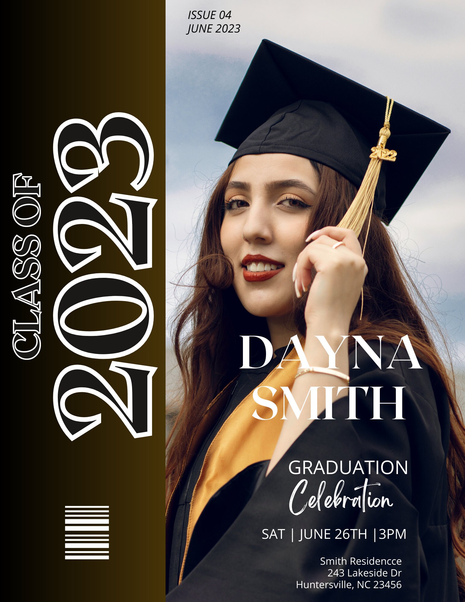 Magazine Cover Graduation Flyer Template, Graduation Invitation ...