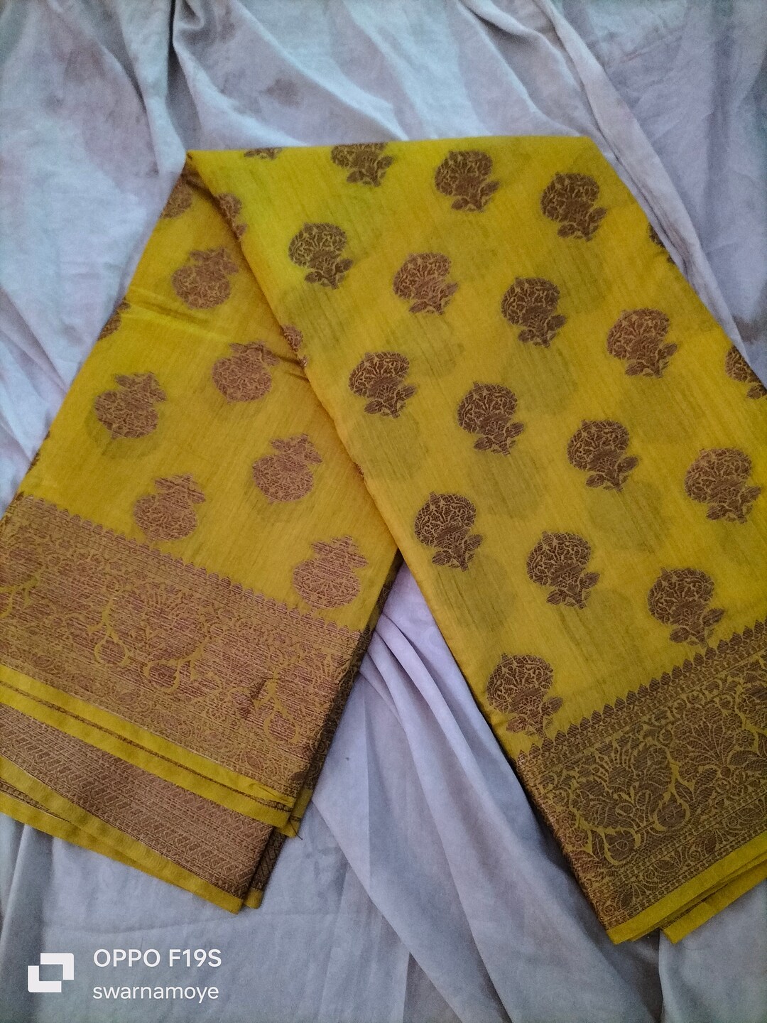 Hand Weaving Muga Tasar Banarasi Saree With Blouse Piece Colour Yellow ...