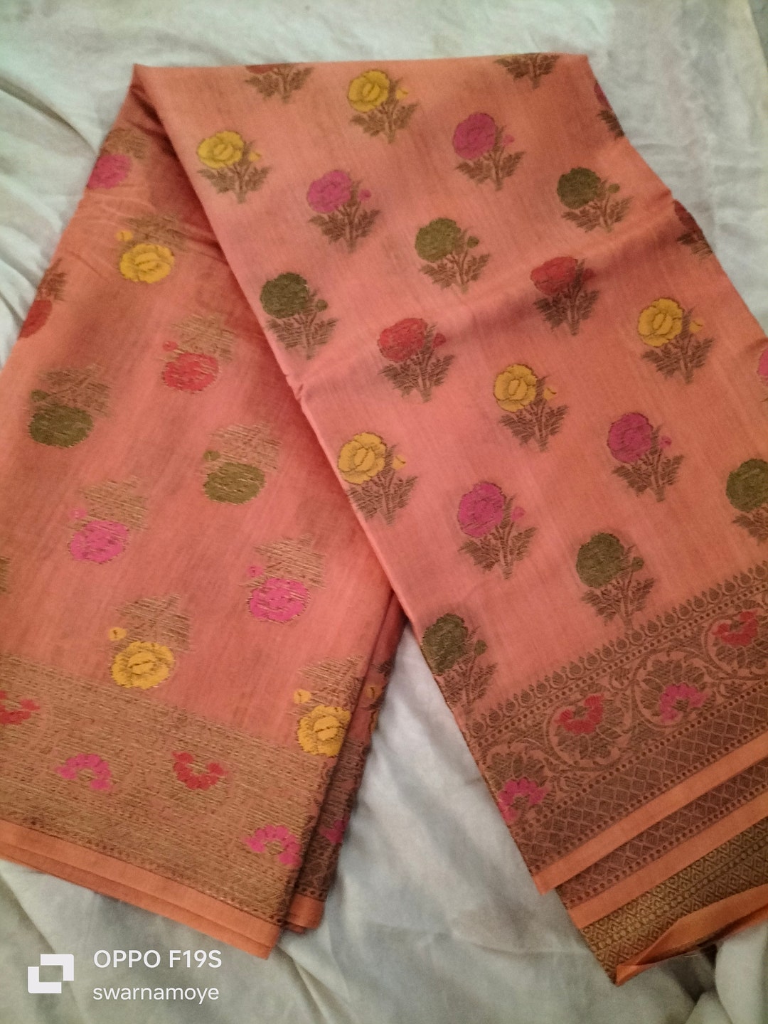 Hand Weaving Muga Tasar Banarasi Saree With Blouse Piece Colour ...