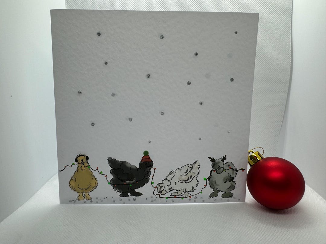 Silkie Christmas Party, Handmade Greetings Card - Etsy