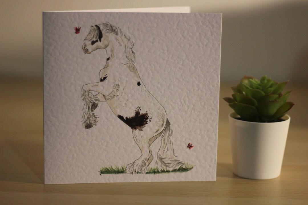 Rearing Gypsy Cob Horse Design, Handmade, Blank Greetings Card - Etsy UK