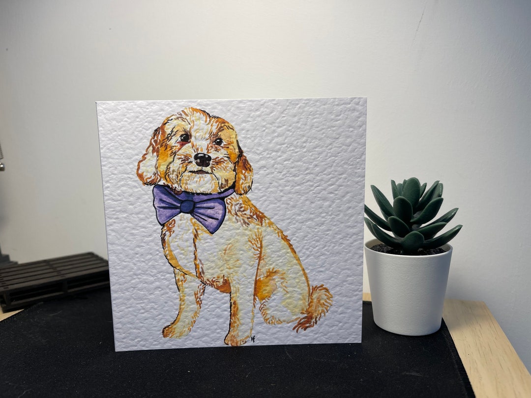 Cavapoo Dog Greetings Card, Handmade Blank Card - Etsy