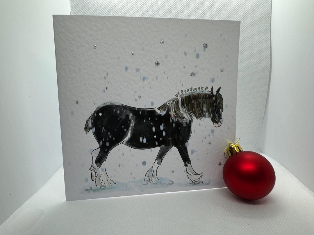 Shire Prints in the Snow, Heavy Horse Winter Greetings Card - Etsy