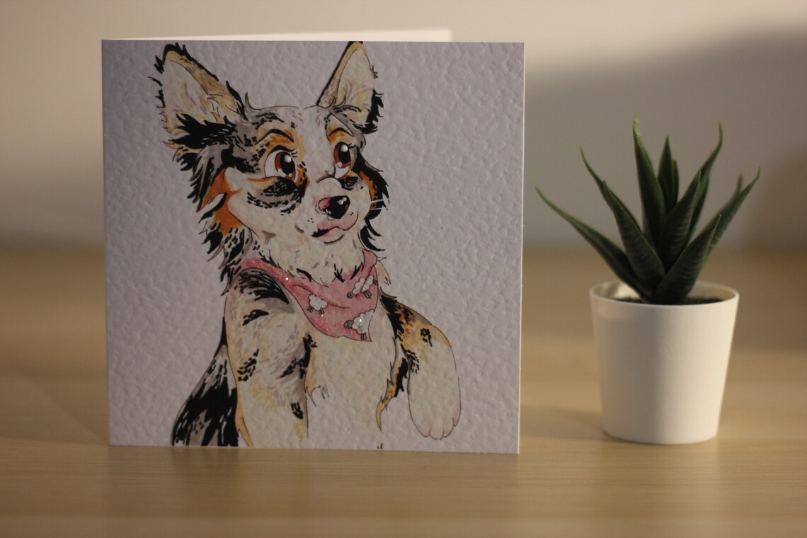 Cartoon Border Collie Design, Handmade Greetings Card - Etsy