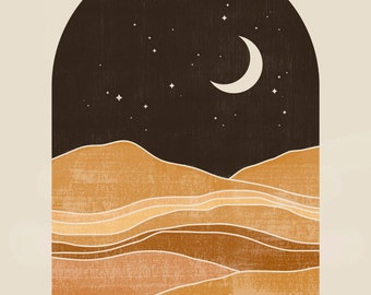 Desert Moon Art Desert Art Print Landscape Printable Art - Etsy