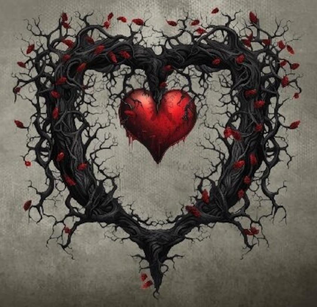 Dark Gothic Valentine Hearts. Thorn Frame Included. All Separate Pieces ...