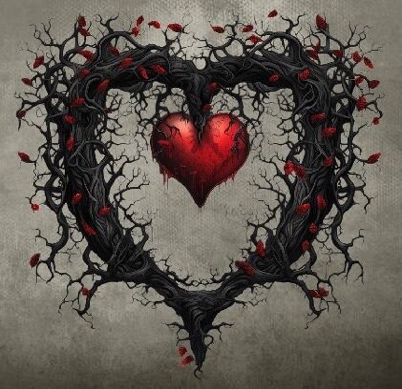 Dark Gothic Valentine Hearts. Thorn Frame Included. All Separate Pieces ...
