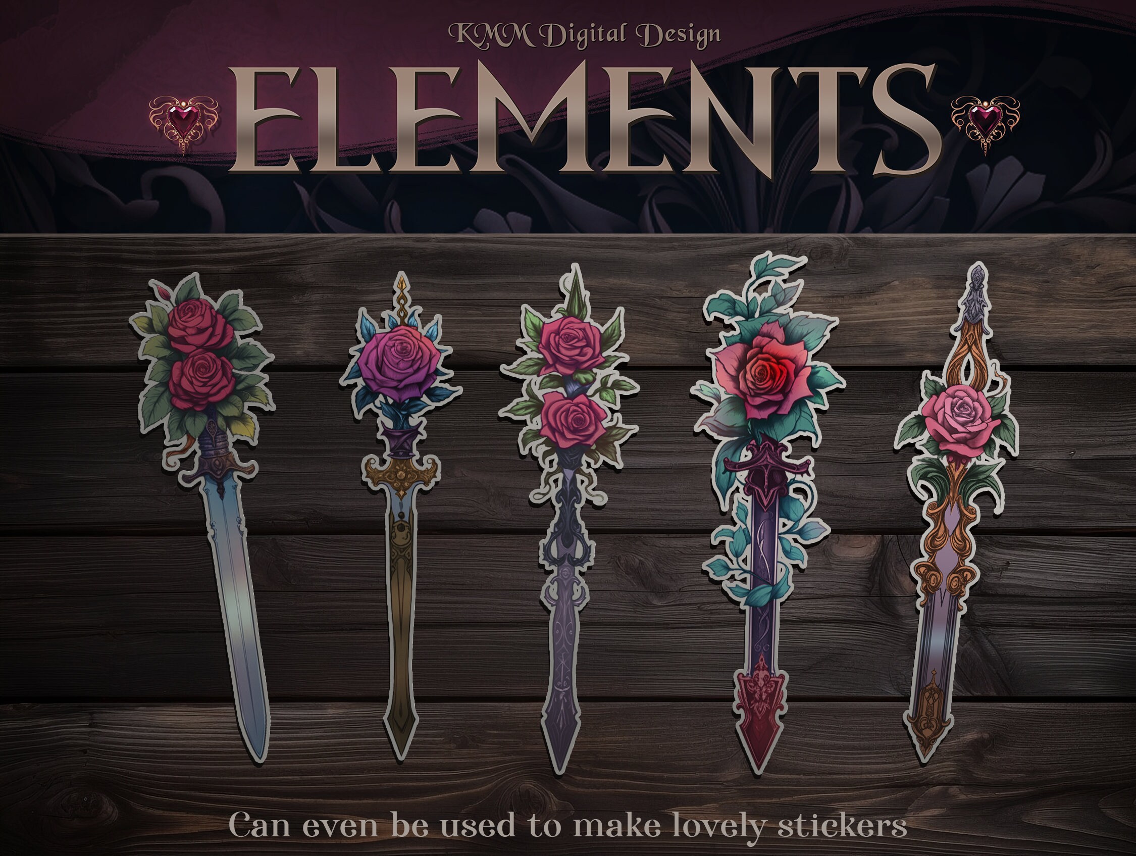 Gothic Fantasy Sword Stamps Digital Downloads Digital Stickers Elements ...