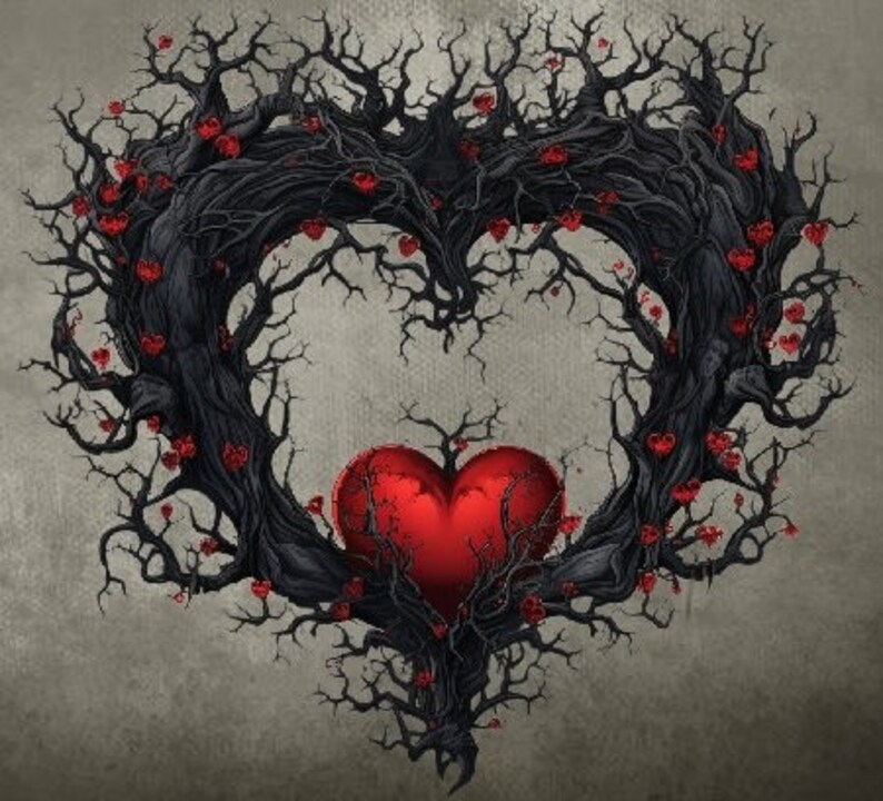 Dark Gothic Valentine Hearts. Thorn Frame Included. All Separate Pieces ...