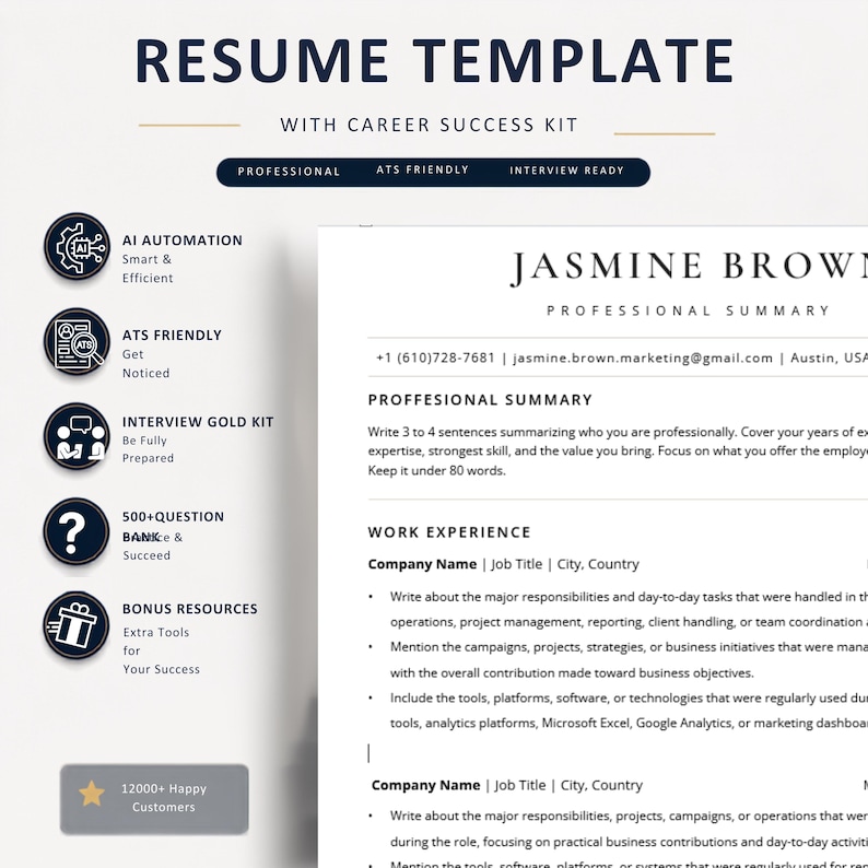 Buy ATS Friendly Resume | Word Canva Google Docs Pages Editable ...
